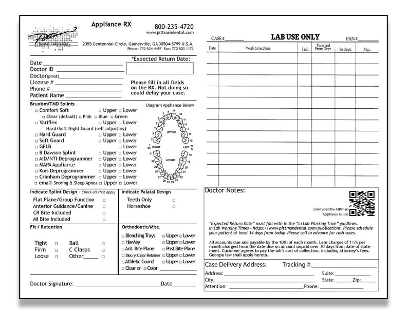 Supply Request - Pittman Dental Laboratory